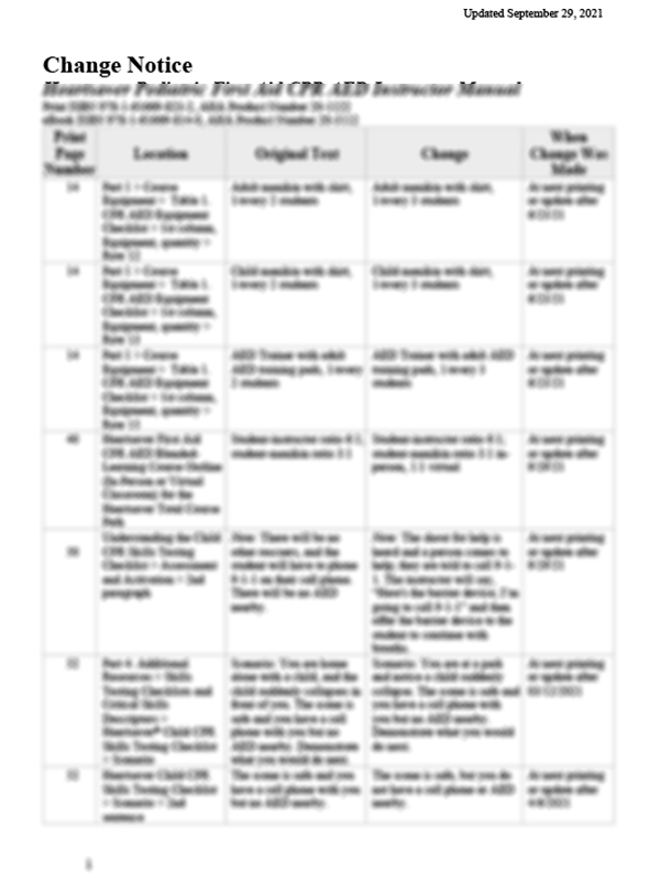 Course Updates | American Heart Association CPR & First Aid